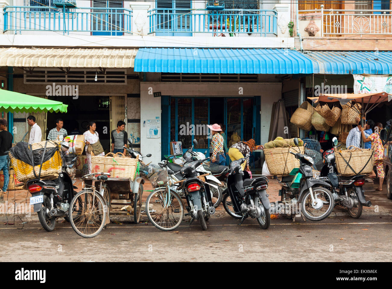 Kampot - market street in Cambodia, Asia Stock Photo - Alamy