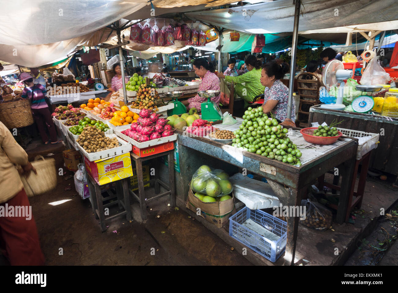 Covered Central Market in Kampot, Cambodia - Asia Stock Photo - Alamy