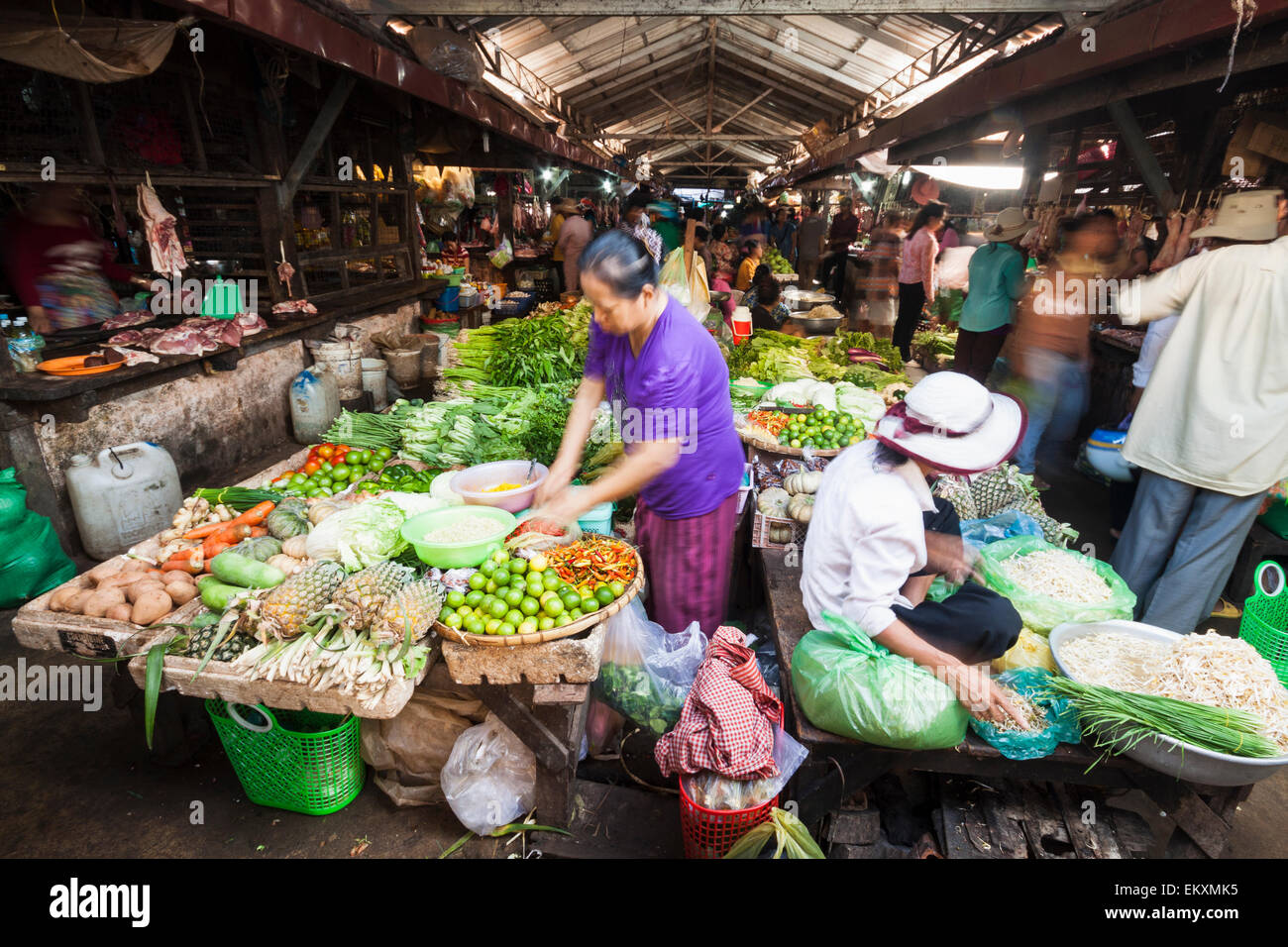 Covered Central Market in Kampot, Cambodia - Asia Stock Photo - Alamy