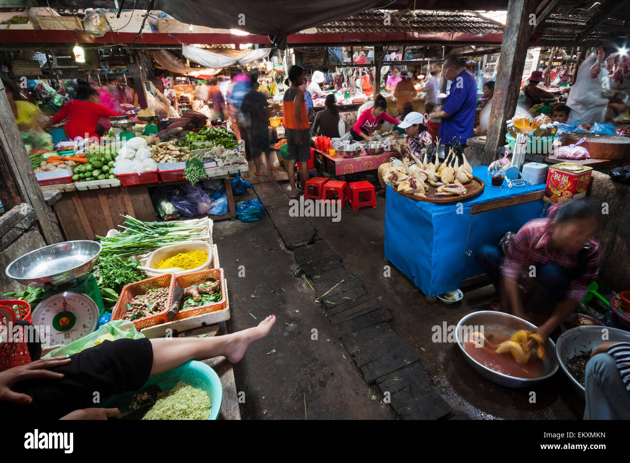 Covered Central Market in Kampot, Cambodia - Asia Stock Photo - Alamy