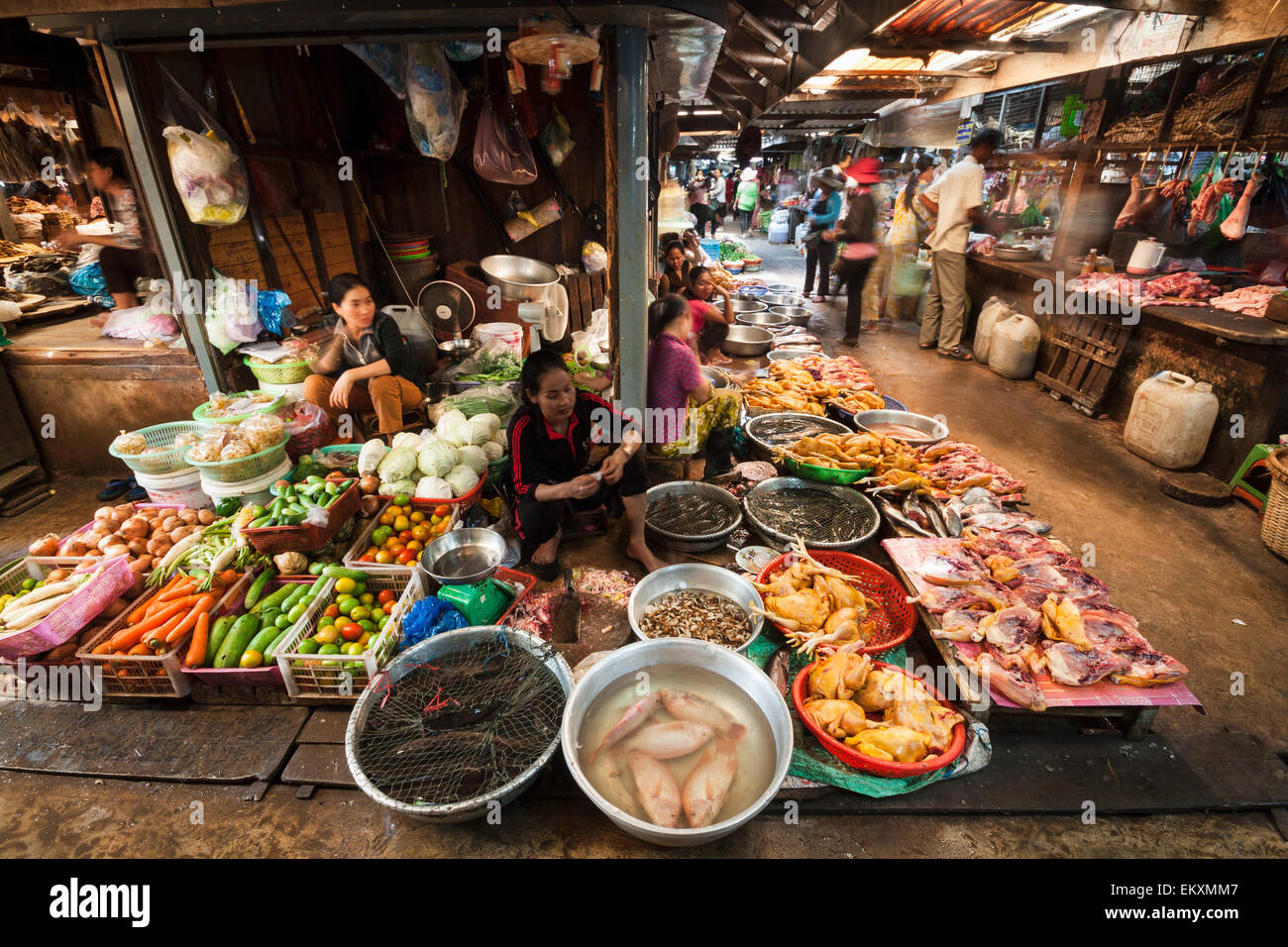 Covered Central Market in Kampot, Cambodia - Asia Stock Photo - Alamy