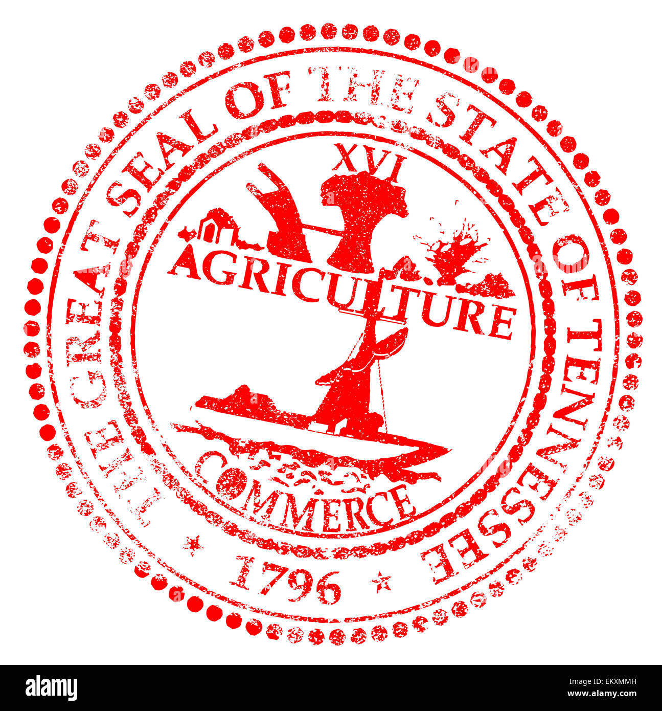 The State Seal of Tennessee rubber stamp on a white background Stock ...