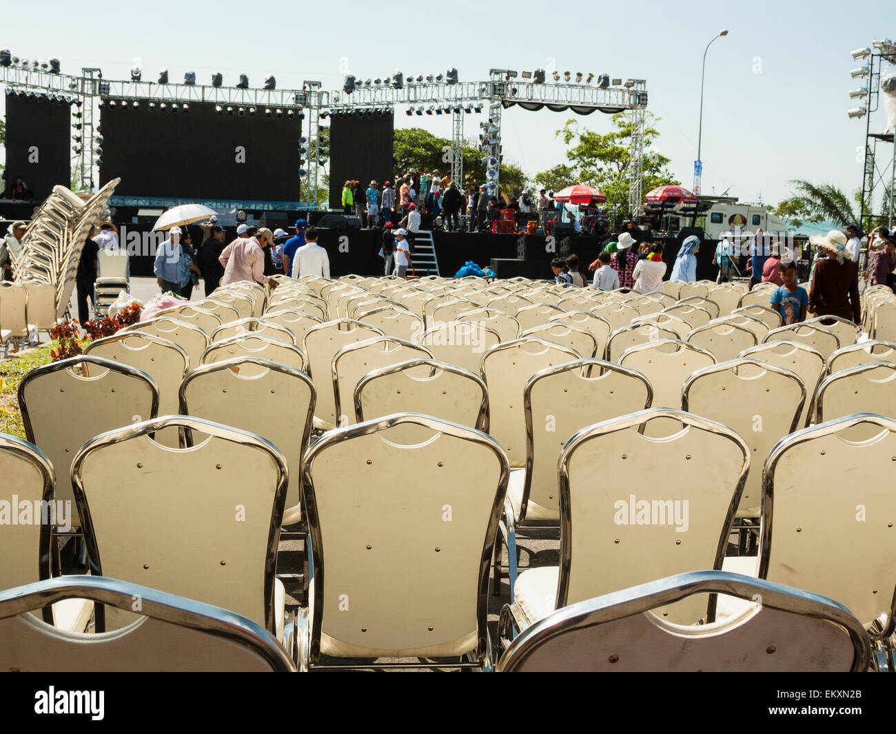 Construction and organization of stage for The Annual Sea Festival in ...