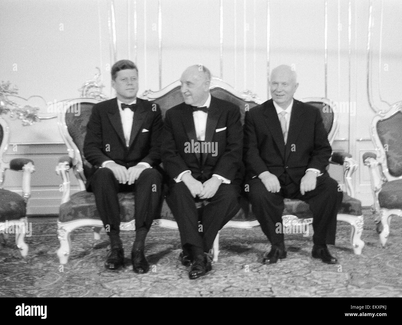 The Vienna summit. John F. Kennedy and Soviet Premier Nikita Khrushchev ...