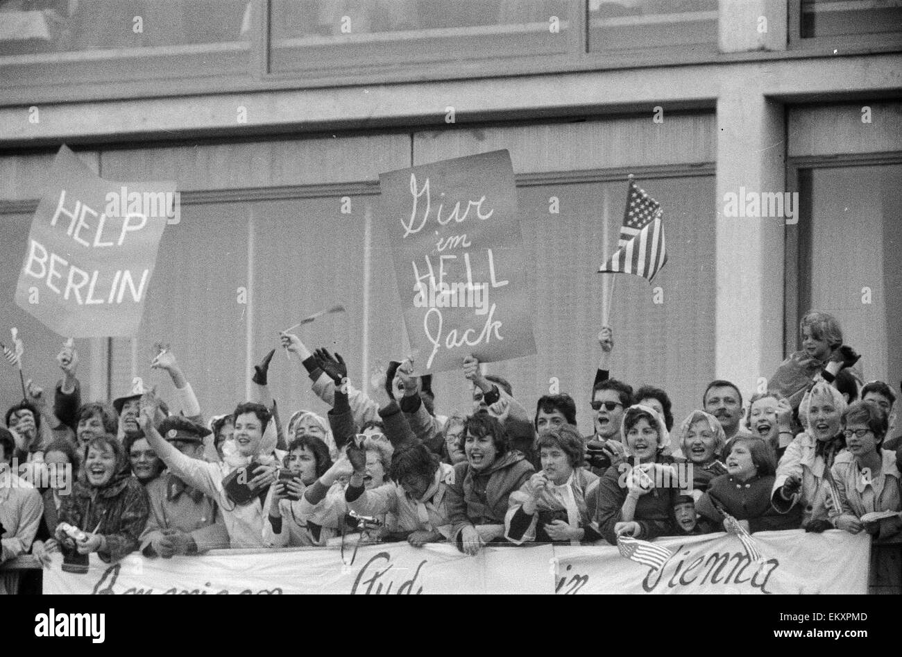 Crowds at the Vienna summit. John F. Kennedy and Soviet Premier Nikita ...