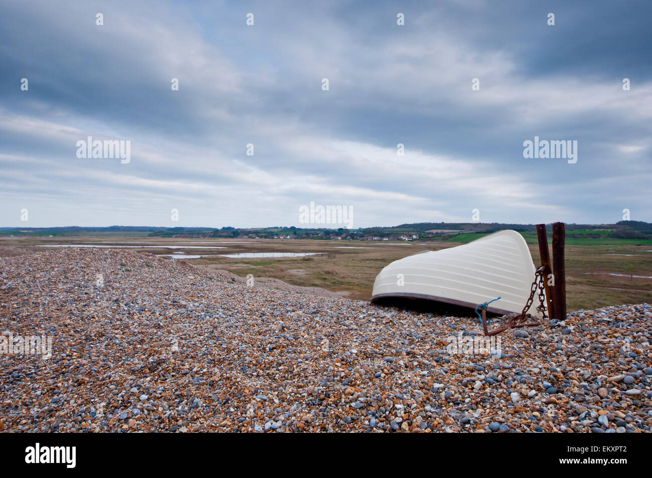 Small rowing boat shingle beach Stock Photo - Alamy