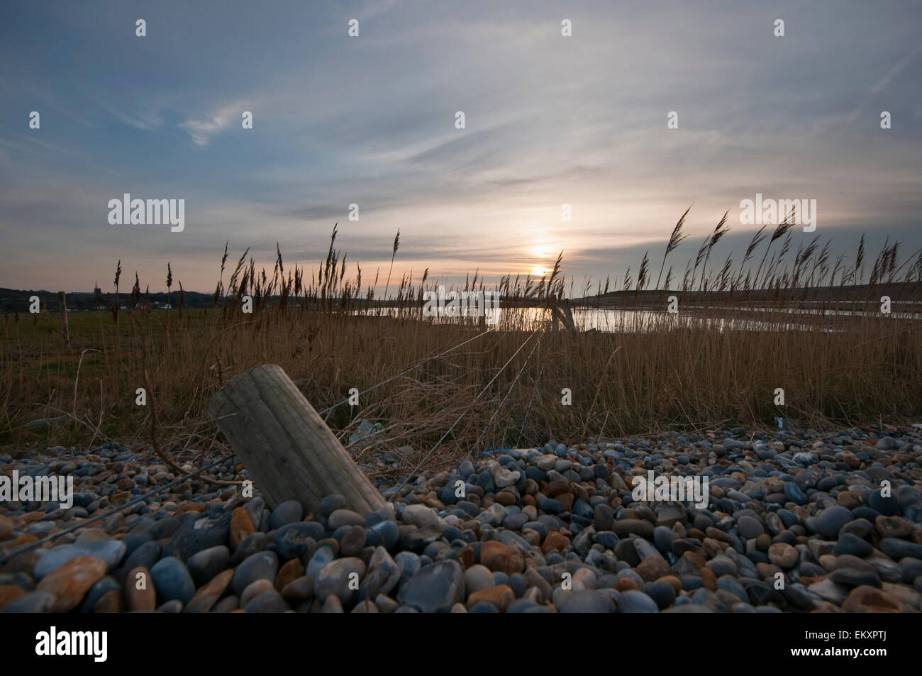 Salt marsh drainage ditch grazing marsh Nature reserve big sky Stock ...