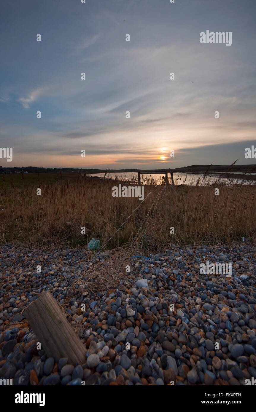 Salt marsh drainage ditch grazing marsh Nature reserve big sky Stock ...