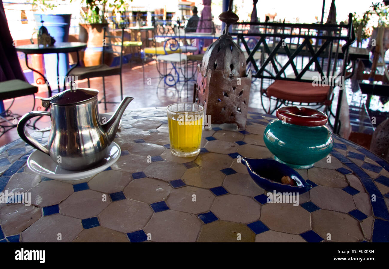 Traditional tea shop interior decoration in Marrakesh medina, Morocco ...