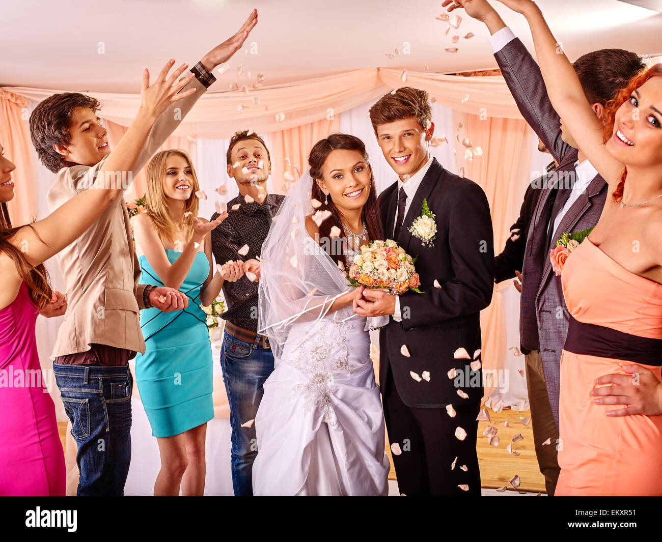 Group people at wedding Stock Photo - Alamy