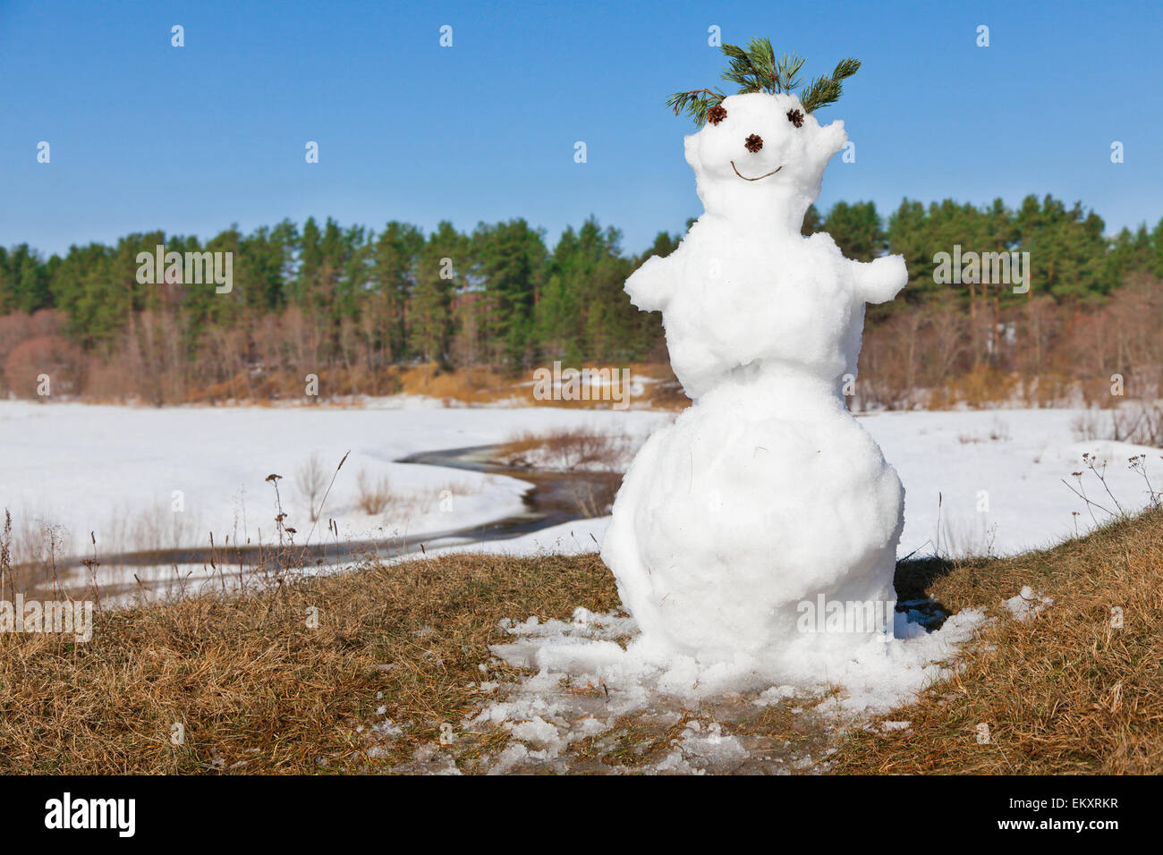 spring melt snowman Stock Photo - Alamy