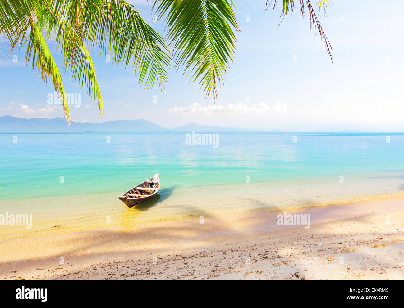 boat and beautiful blue ocean Stock Photo - Alamy