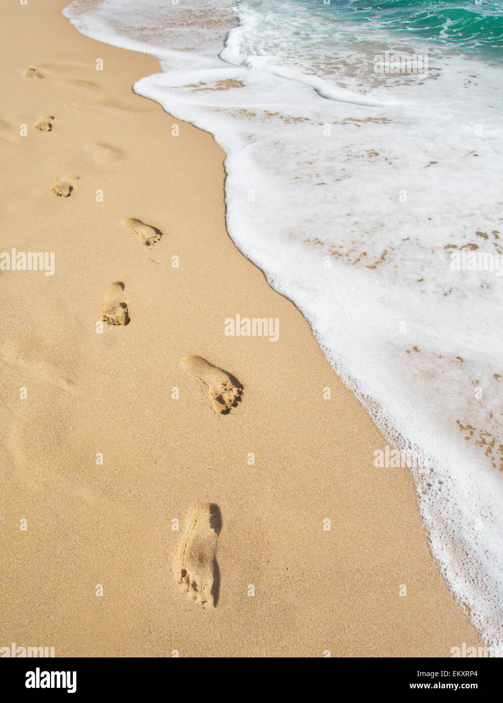 beach, wave and footsteps Stock Photo - Alamy