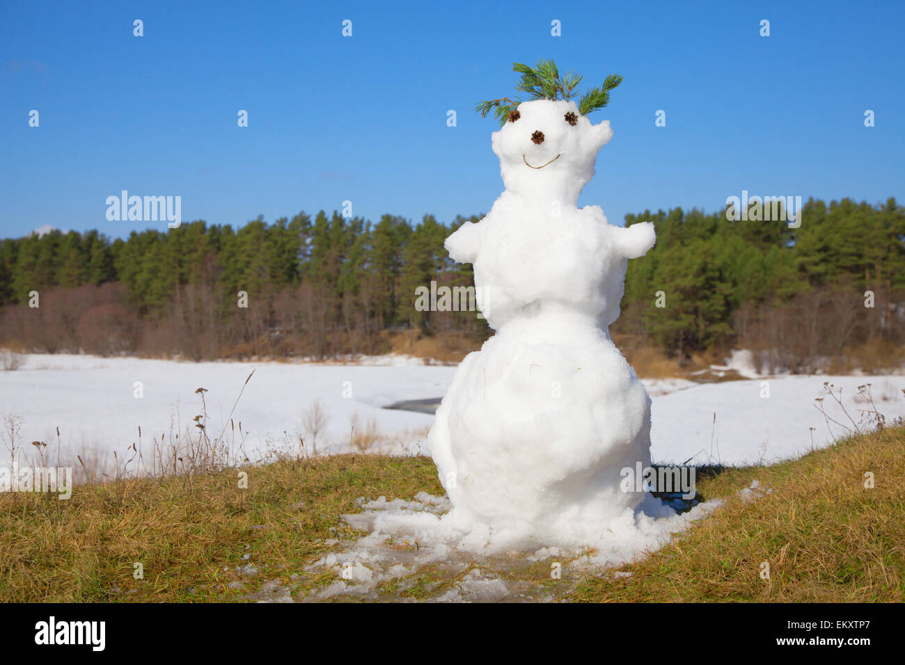 spring melt snowman Stock Photo - Alamy