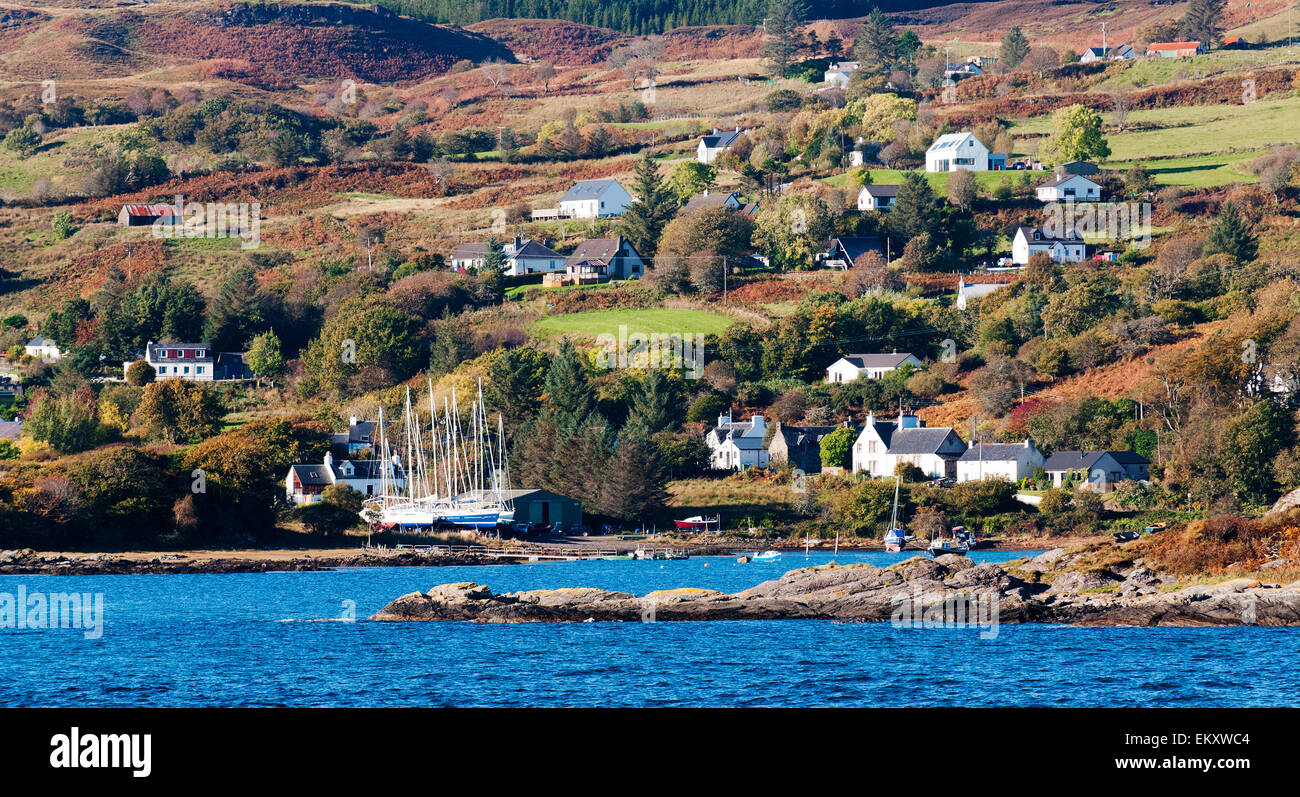 Village of Ardvasar, on the Isle of Skye, seen from the ferry Stock ...