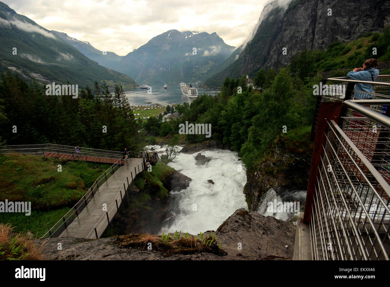 Geiranger fiord flydal viewpoint mountains High Resolution Stock ...