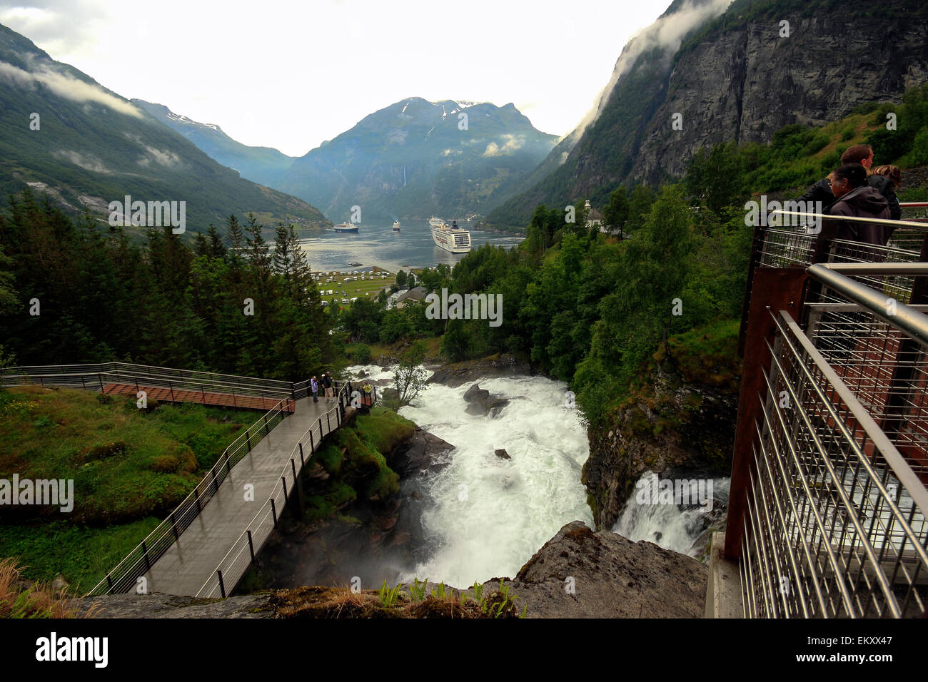 Geiranger fiord flydal viewpoint mountains High Resolution Stock ...