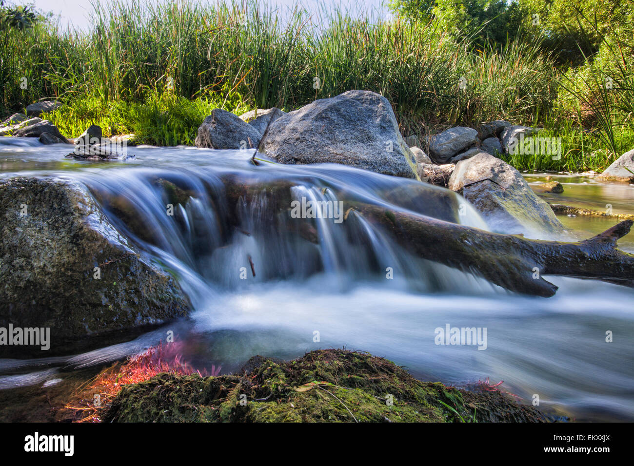 Small waterfall in the Los Angeles River, Sepulveda Basin Recreation ...
