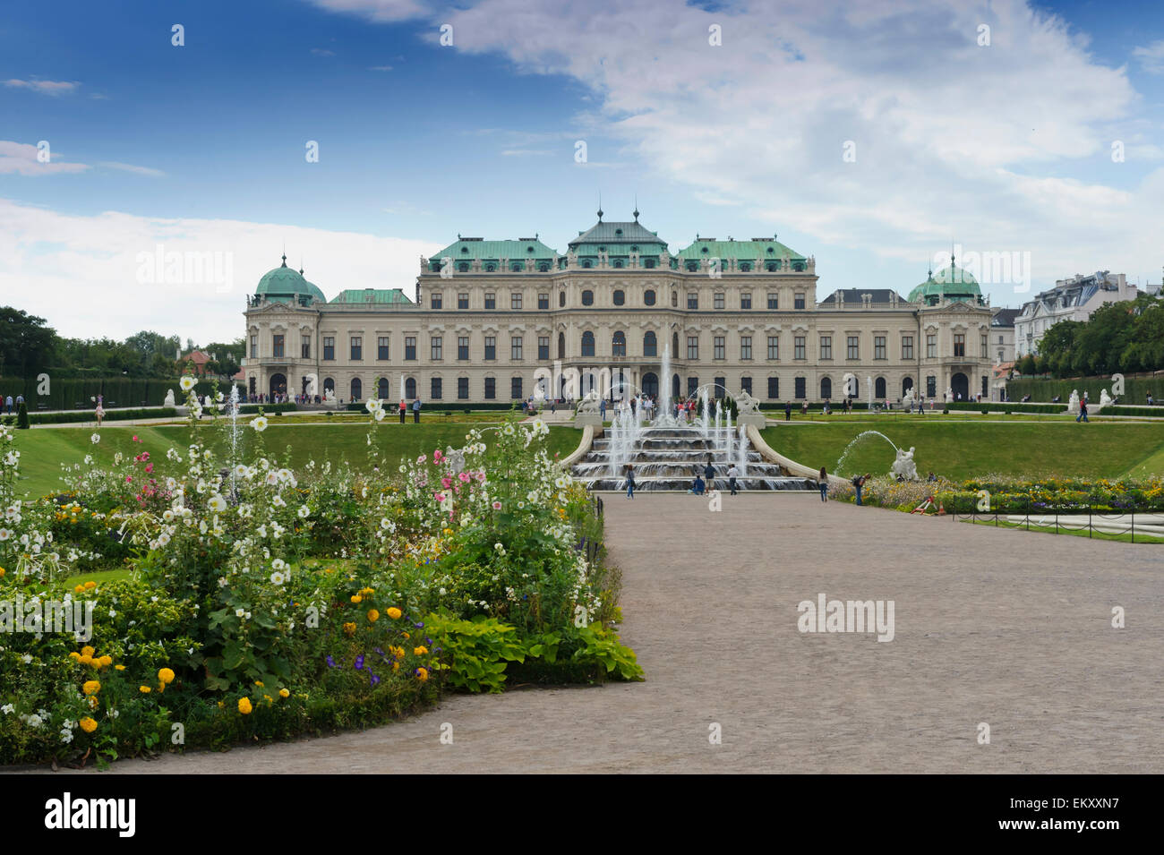 The renowned baroque Belvedere Palace building with its vast landscape ...