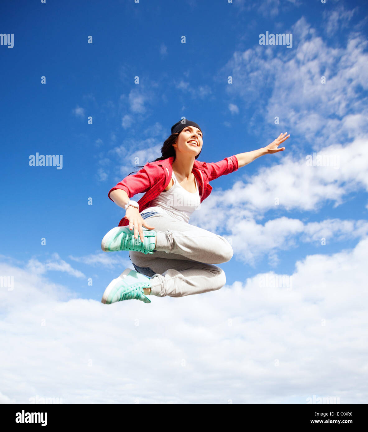 beautiful dancing girl jumping Stock Photo - Alamy
