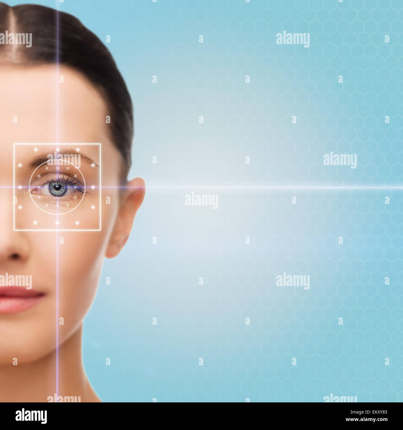 beautiful young woman with laser light lines Stock Photo - Alamy