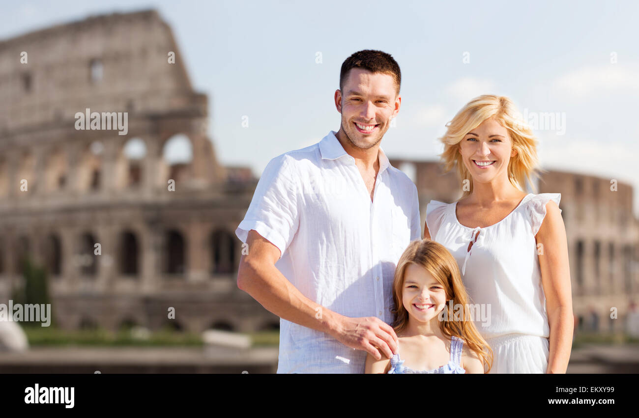 happy family in rome over coliseum background Stock Photo - Alamy