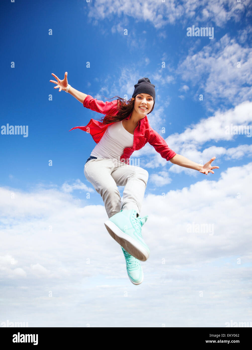 beautiful dancing girl jumping Stock Photo - Alamy