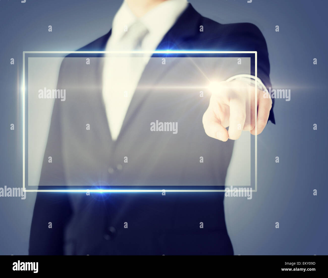 male hand touching virtual screen Stock Photo - Alamy