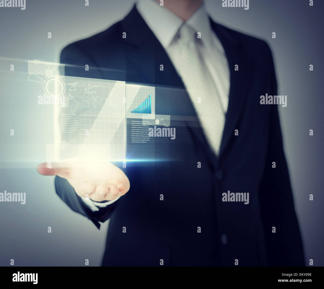 businessman hand showing chart on virtual screen Stock Photo - Alamy