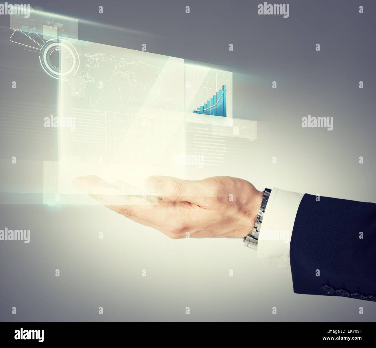 businessman hand showing chart on virtual screen Stock Photo - Alamy