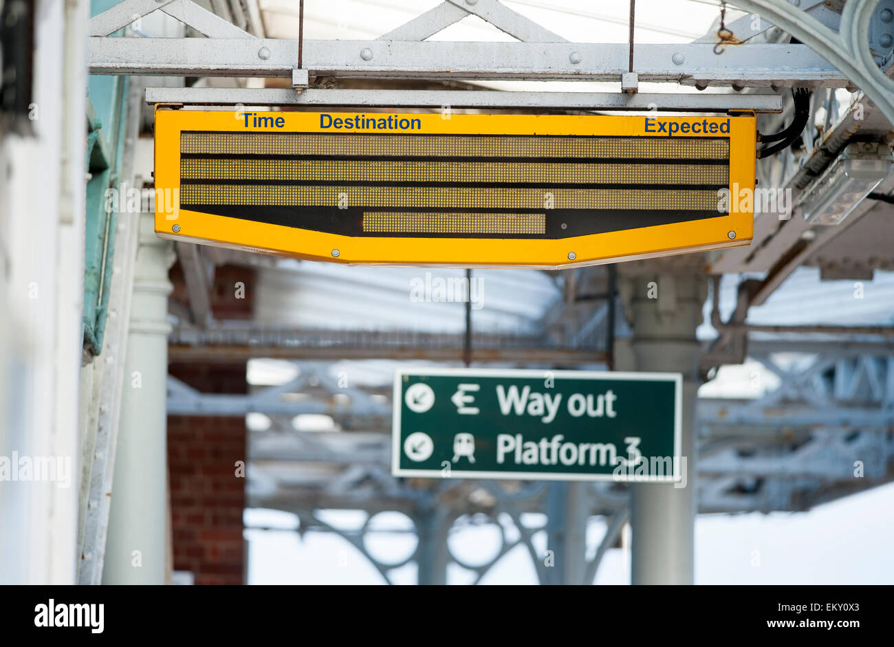 Train station information display on a platform in sussex, UK Stock ...