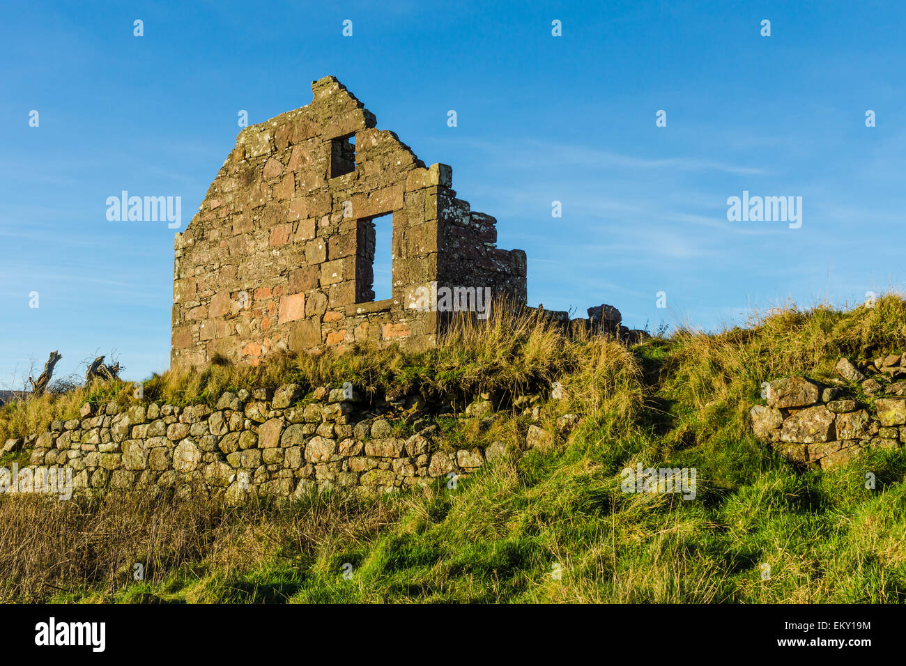Old ruined croft building on Redstone Hill beside the Cairn a Mount ...