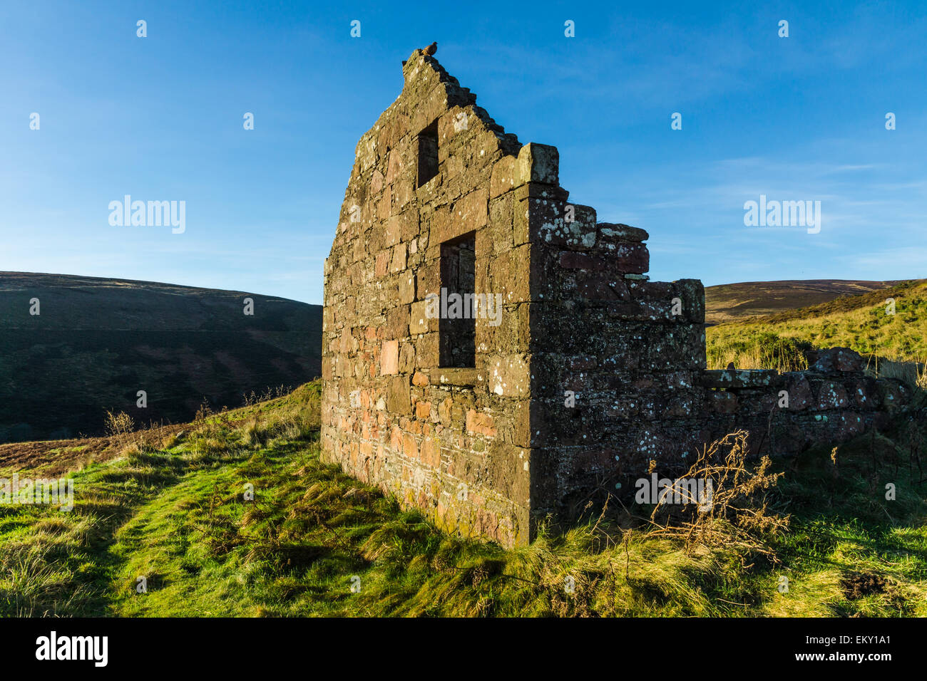 Old ruined croft building on Redstone Hill beside the Cairn a Mount ...