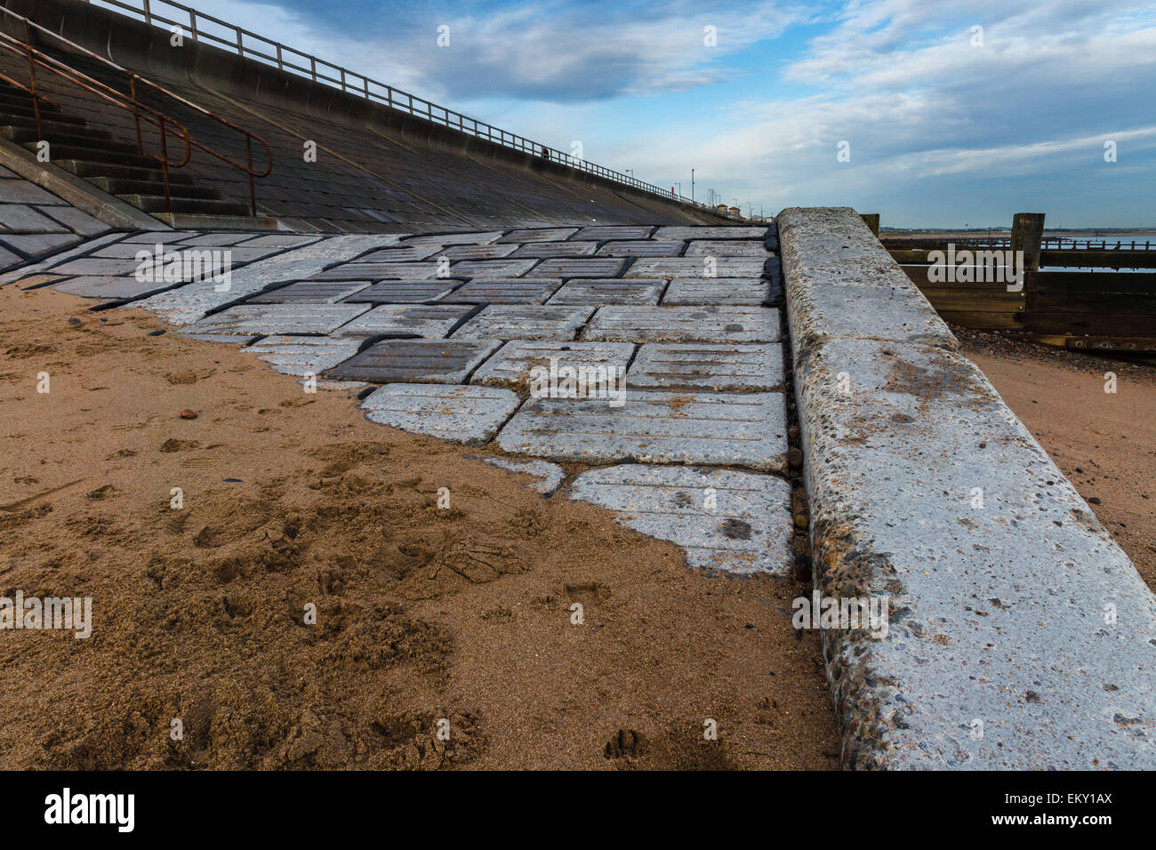 Sand thrown up a beach ramp on Aberdeen beach Stock Photo - Alamy