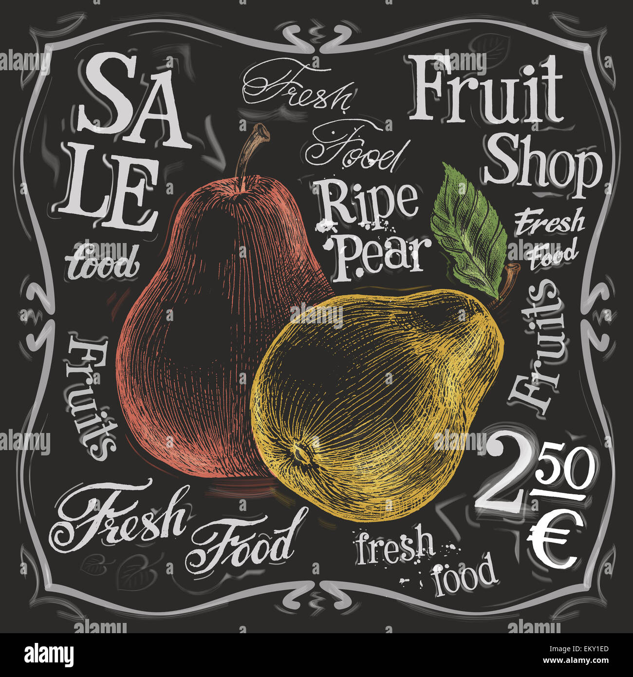 ripe pear vector logo design template. fresh fruit, food or menu board ...