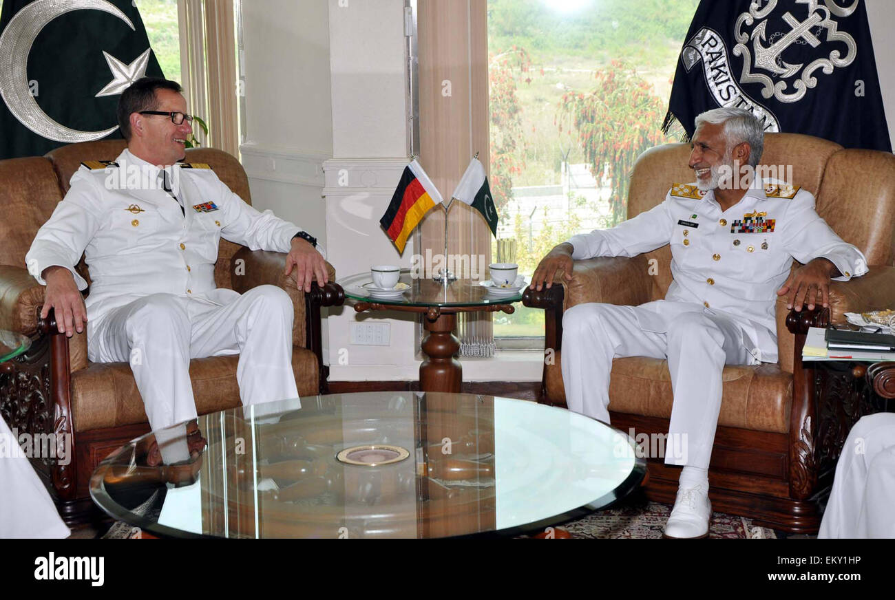 Chief of the Pakistan Naval Staff, Admiral Muhammad Zakaullah exchanges ...
