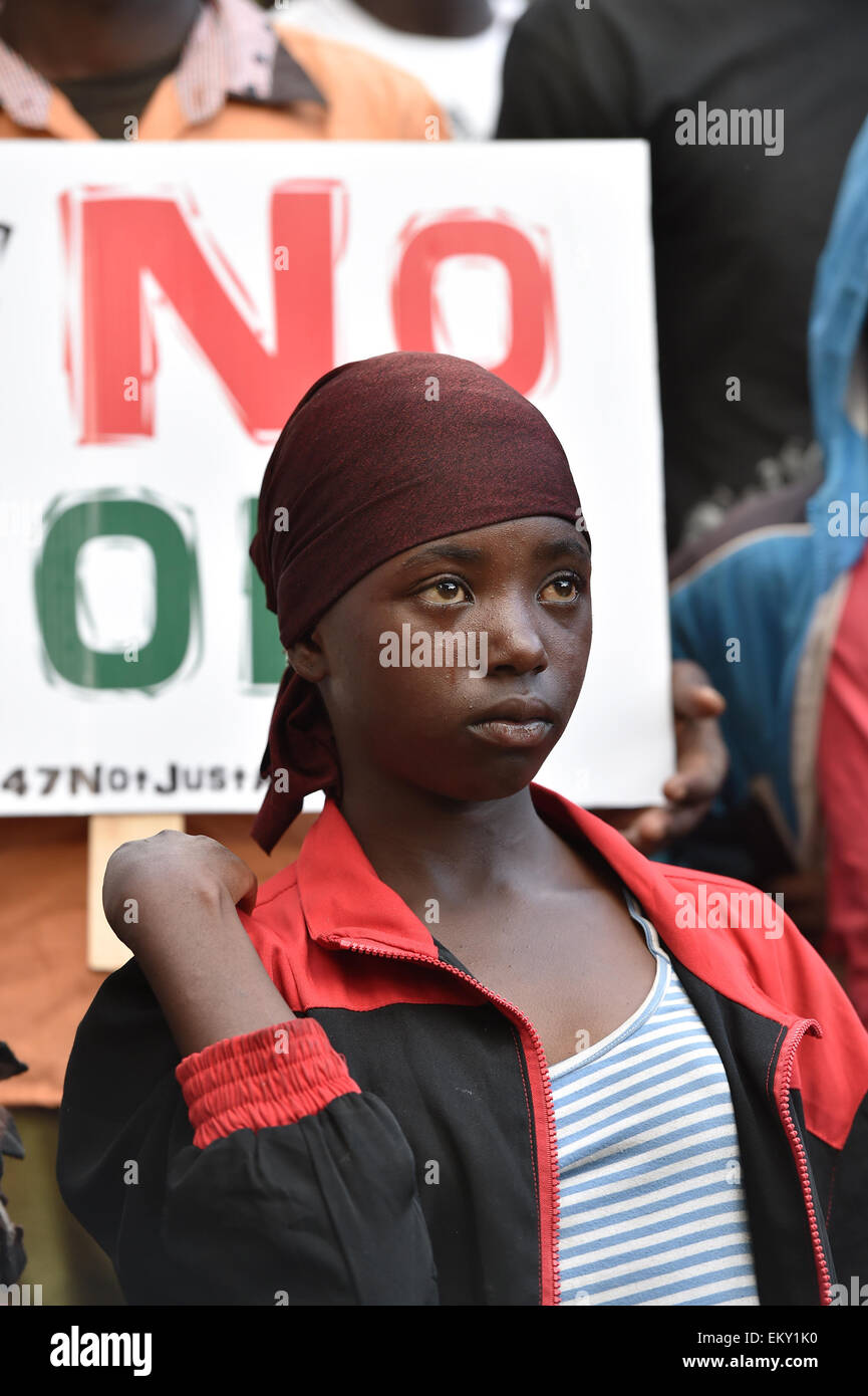 Nairobi, Kenya. 14th Apr, 2015. A girl sheds tears during a Garissa ...