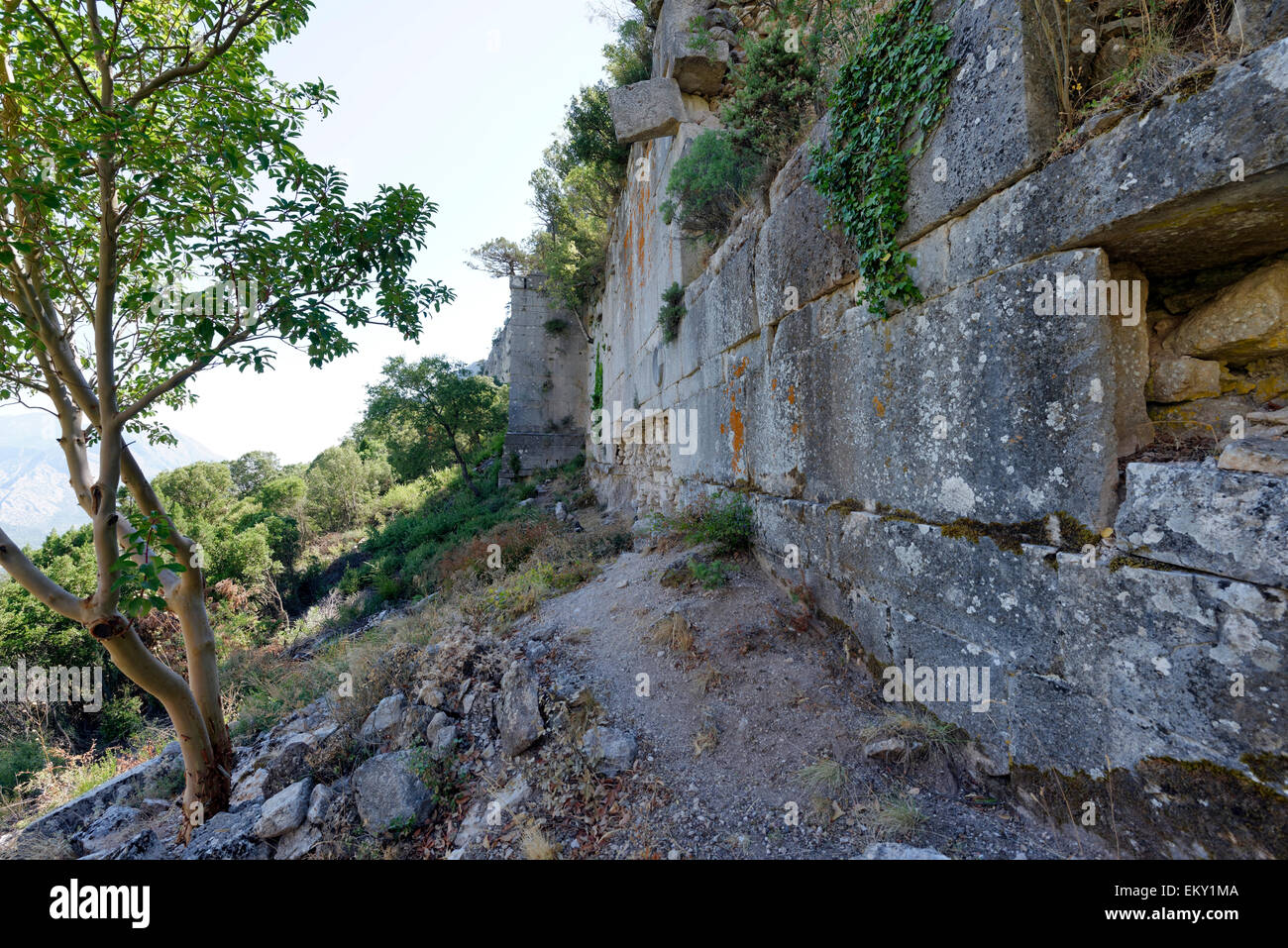 Part of the outer city fortification wall which flanks the Royal Road ...