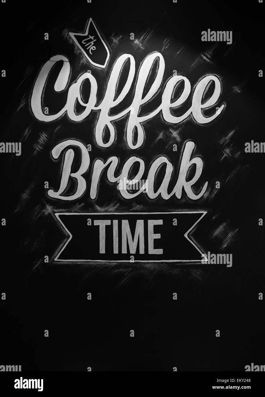 Poster lettering the coffee break time, stylized inscription in chalk ...