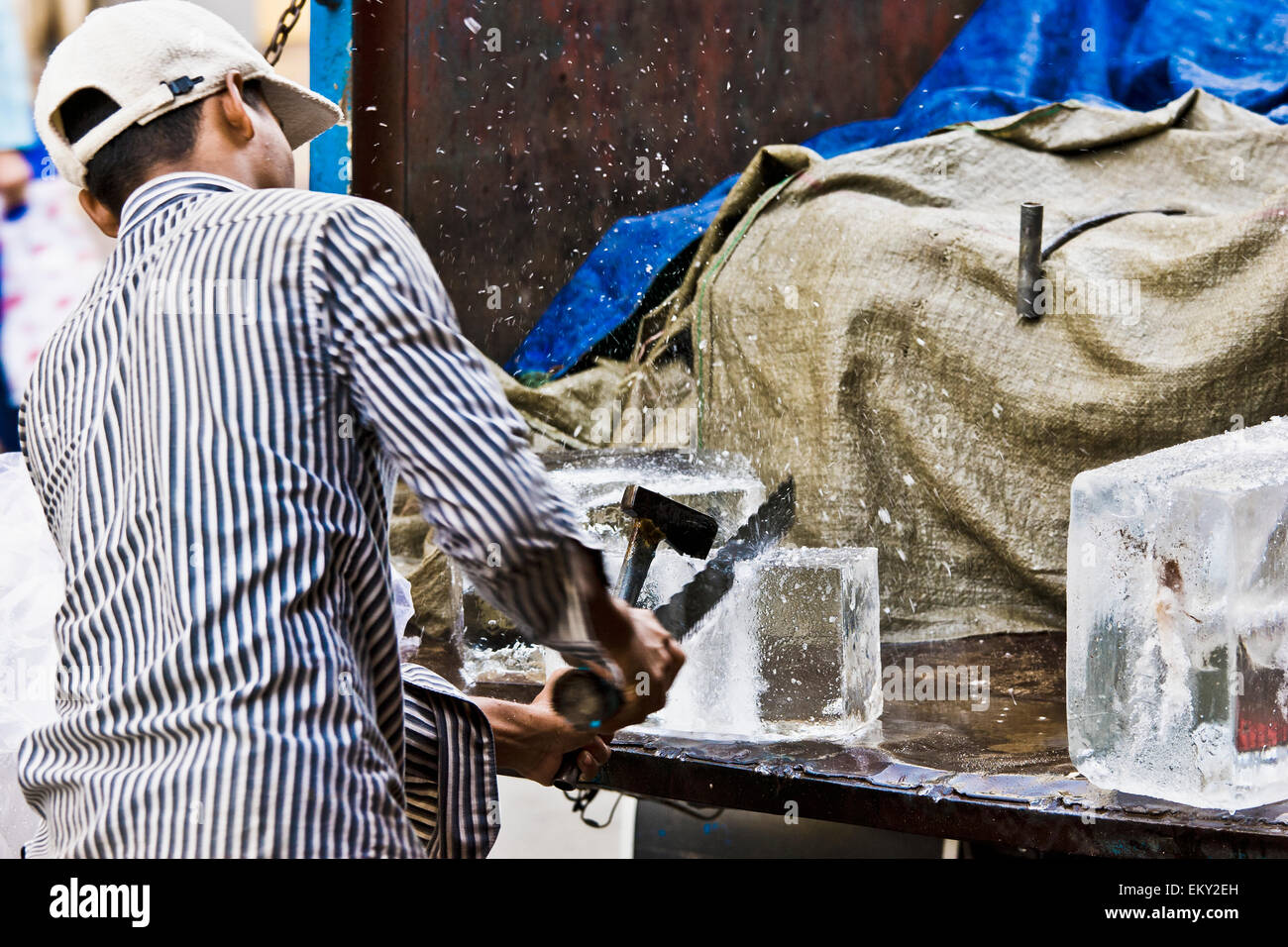 Ice Vendor Making His Deliveries; Phnom Penh Cambodia Stock Photo - Alamy