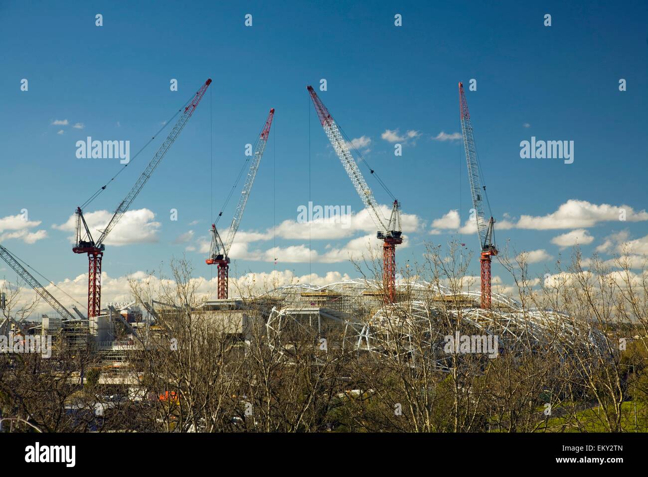Cranes Building Soccer Arena, Melbourne, Australia Stock Photo - Alamy