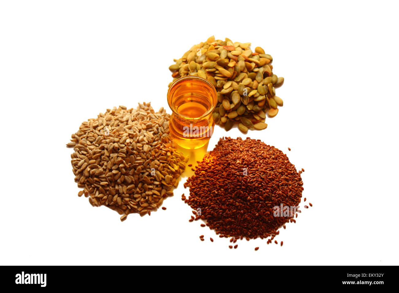 flax seeds, sunflower seeds, pumpkin and sunflower oil Stock Photo - Alamy