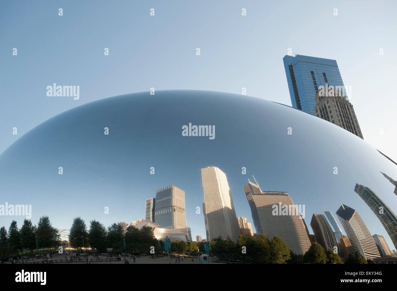 Skyline Reflecting In Mirrored Dome; Chicago, Illinois, Usa Stock Photo - Alamy