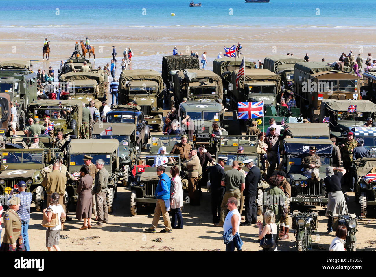 Collection of vintage WW2 vehicles on allied beaches D Day Anniversary ...