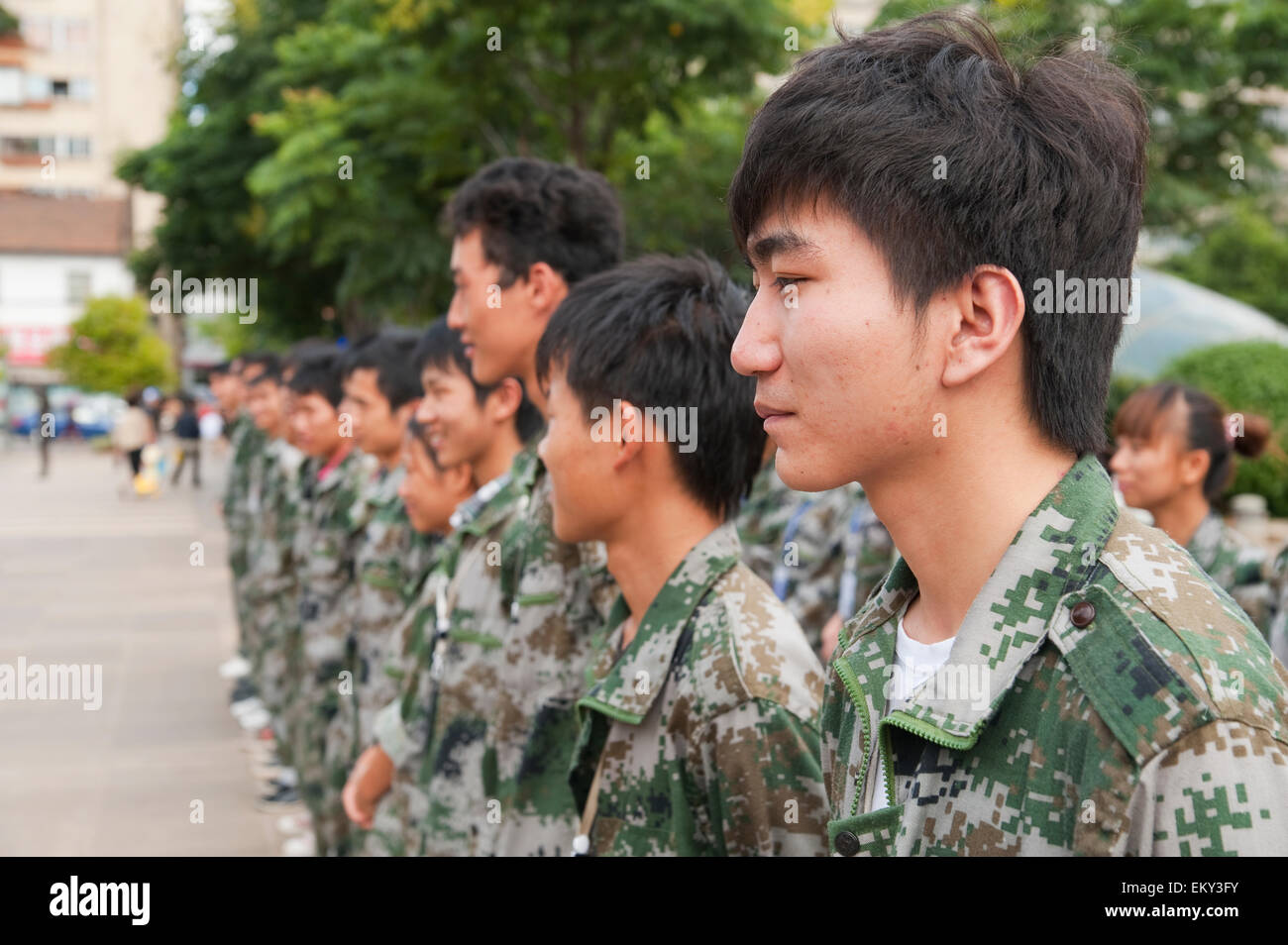 Soldiers Lined Up In Camouflage Uniform; Kunming Yunnan China Stock ...