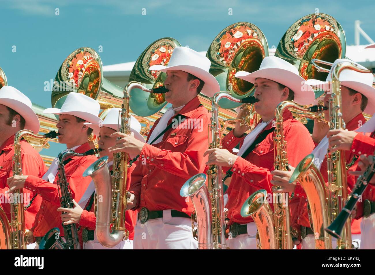 Marching Band At Calgary Stampede, Calgary, Alberta, Canada Stock Photo ...