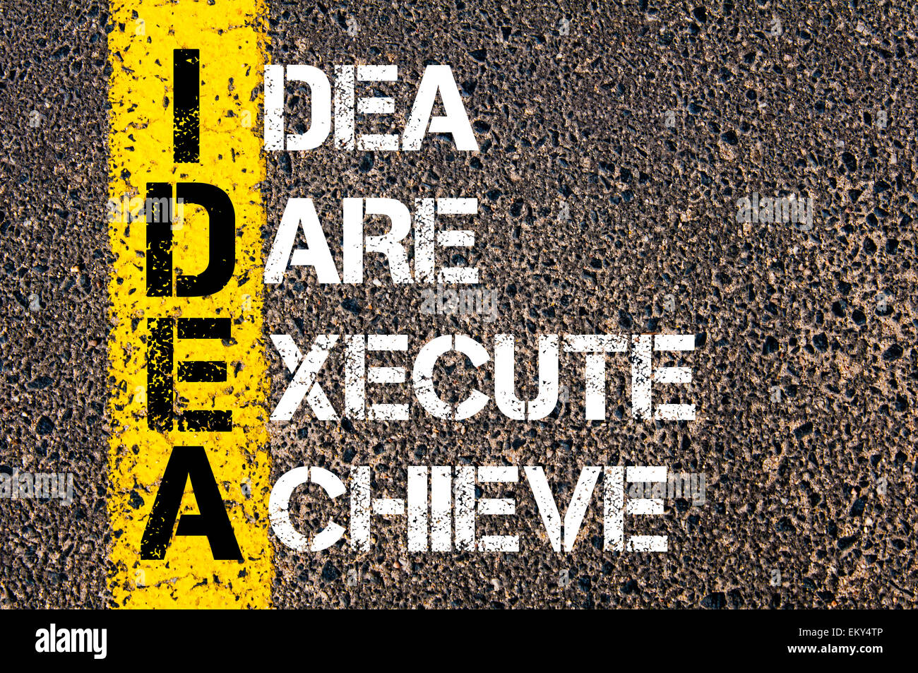 Idea Dare Execute Achieve - IDEA Concept. Conceptual image with yellow ...