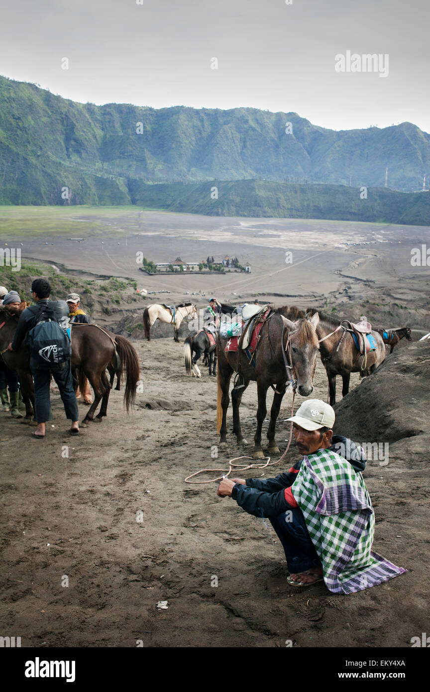 Man Sitting On The Side Of A Trail To Gunung Bromo (Volcano Bromo ...
