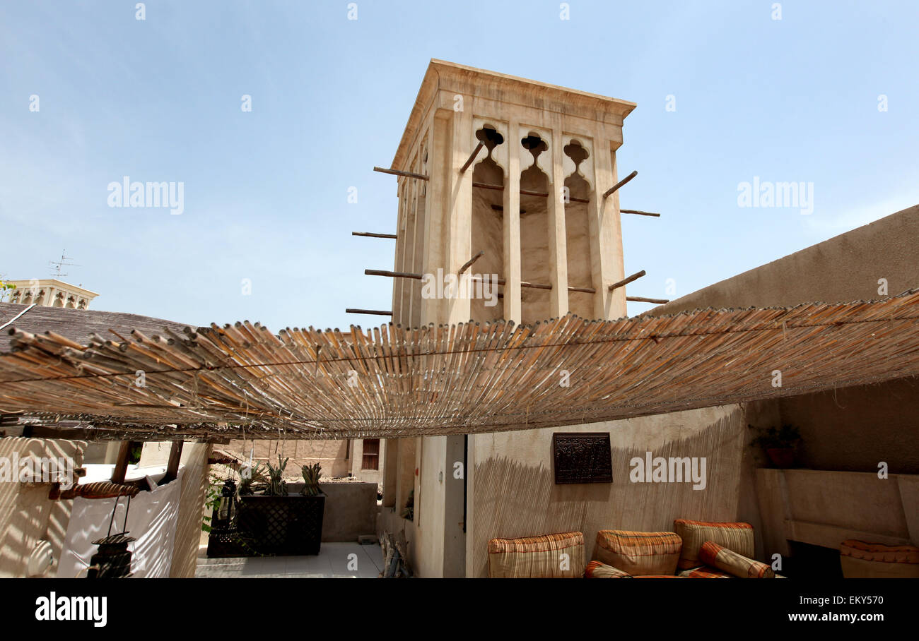 Dubai UAE traditional wind tower in the Bastakiya region Stock Photo ...