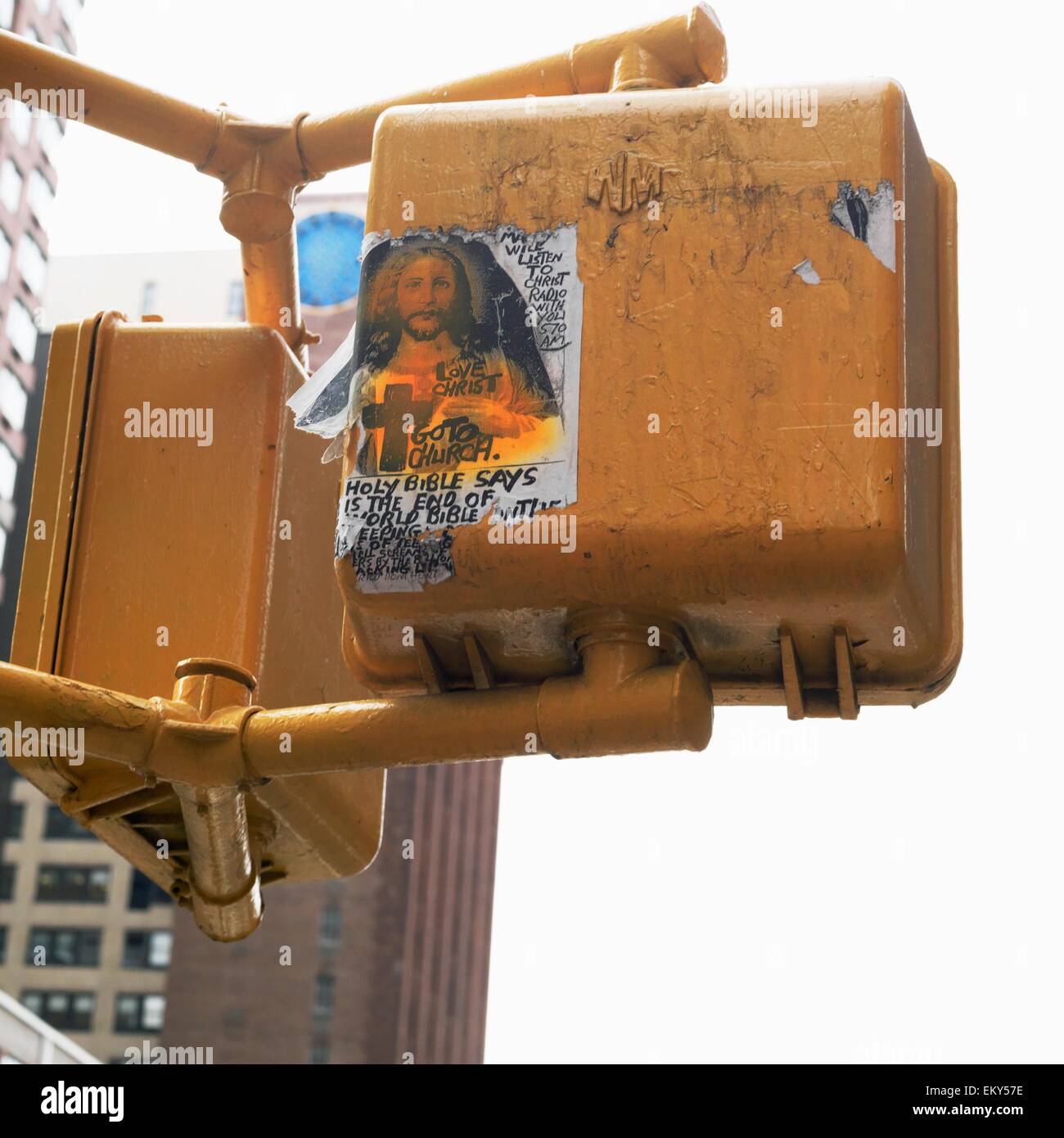 Image Of Jesus On Back Of Traffic Light, Manhattan, New York, Usa Stock ...